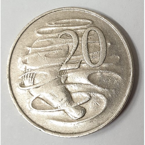 AUSTRALIA 1966 . TWENTY CENTS COIN . WAVY 2 . RARE ERROR/VARIETY