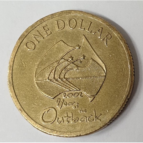AUSTRALIA 2002 . ONE DOLLAR COIN . ERROR . OIL FILLED DIE