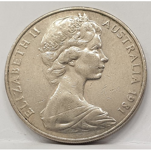 AUSTRALIA 1981 . TWENTY CENTS COIN . VARIETY . 3 1/2 CLAW WITH BAG MARKS