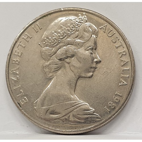 AUSTRALIA 1981 . TWENTY CENTS COIN . VARIETY . 3 1/2 CLAW . BAG MARKS