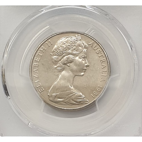 AUSTRALIA 1981 . TWENTY CENTS COIN . VARIETY . 3 1/2 CLAW . PCGS MS63