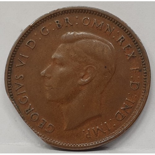 AUSTRALIA 1941 . HALF PENNY . ERROR . CLIPPED BITTEN EDGE