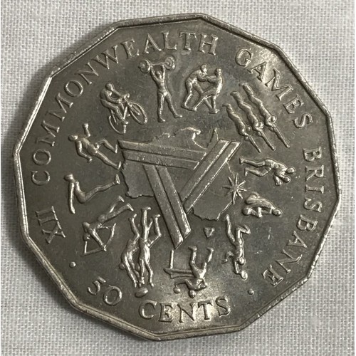 AUSTRALIA 1982 ... FIFTY CENTS COIN ... XII COMMONWEALTH GAMES BRISBANE