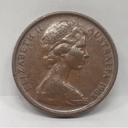 AUSTRALIA 1968 ... ONE CENT COIN ... FEATHER-TAILED GLIDER