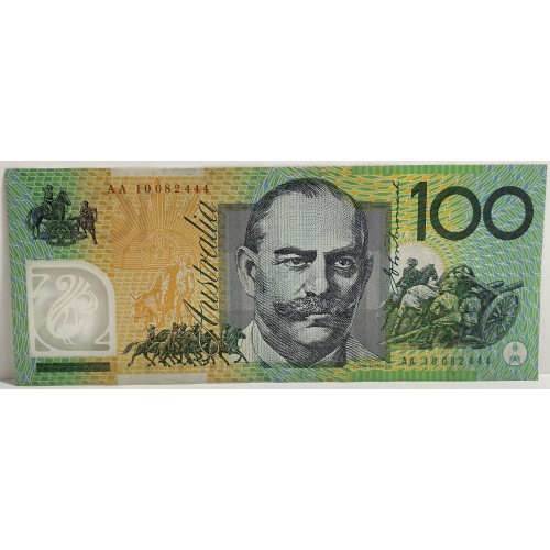 AUSTRALIA 2010 . ONE HUNDRED DOLLARS BANKNOTE . ERROR . DROPPED SERIAL