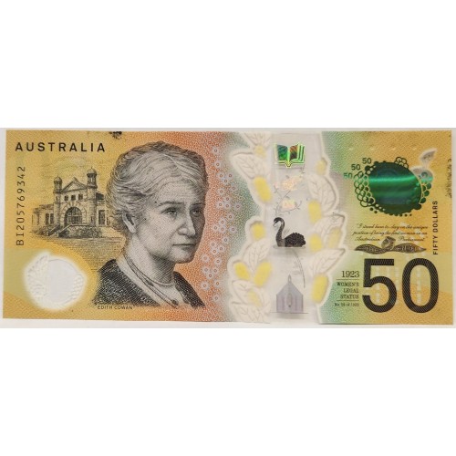 AUSTRALIA 2020 . FIFTY 50 DOLLARS BANKNOTE . LOWE/KENNEDY . ERROR . INK ...
