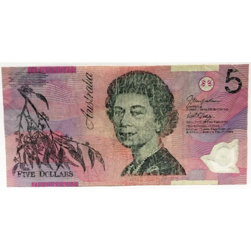 Australia 2003....Five Dollar Banknote...Error...Missing Most of Black ...