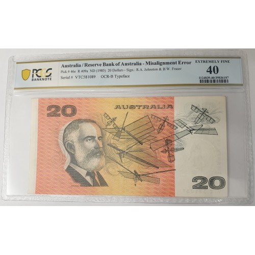 AUSTRALIA 1985 . TWENTY DOLLARS BANKNOTE . DUAL ERRORS