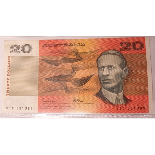 AUSTRALIA 1985 . TWENTY DOLLARS BANKNOTE . DUAL ERRORS