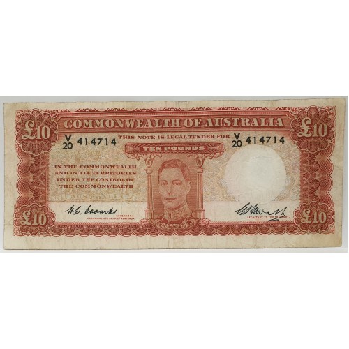 AUSTRALIA 1949 . TEN POUNDS BANKNOTE . EXCELLENT VALUE