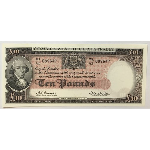AUSTRALIA 1960 . TEN POUNDS BANKNOTE . LAST PREFIX