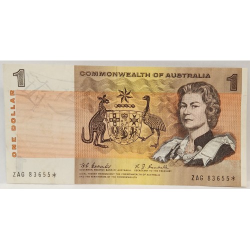 AUSTRALIA 1968 . ONE 1 DOLLAR BANKNOTE . COOMBS/RANDALL . STAR NOTE