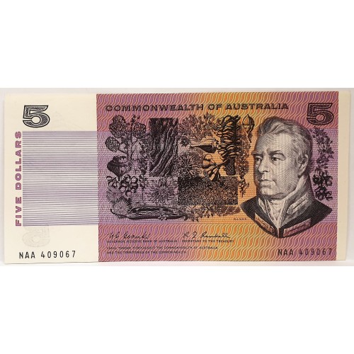 AUSTRALIA 1967 ... FIVE DOLLAR BANKNOTE ... FIRST PREFIX