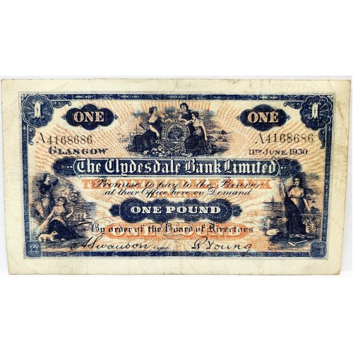 SCOTLAND 1930 . ONE POUND BANKNOTE