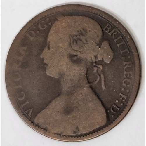 Great Britain UK 1867 One 1 Penny. Scarce. Low Mintage. High Book Value