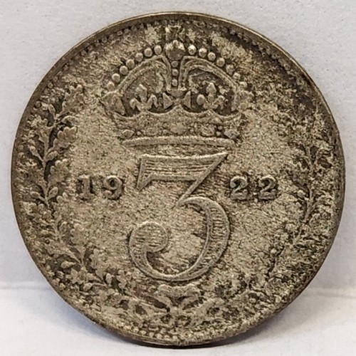 GREAT BRITAIN UK 1922 . THREEPENCE . VARIETY . DIE CRACKS