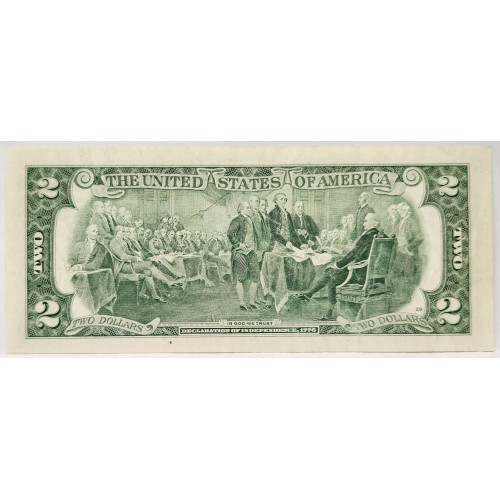 UNITED STATES 2003 . TWO 2 DOLLARS BANKNOTE . ERROR . MISSING INK