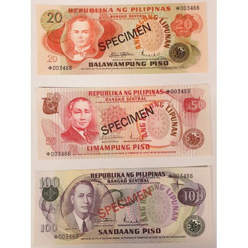 PHILIPPINES 1979 ... 2 - 100 PISO ... SPECIMEN BANKNOTES
