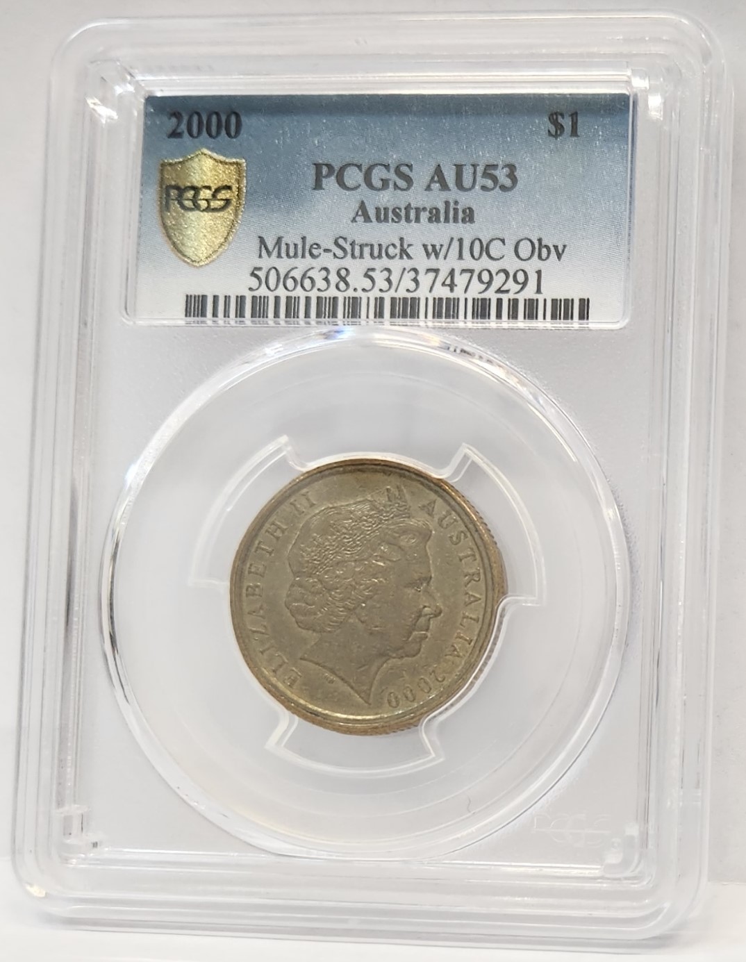 AUSTRALIA 2000 . ONE 1 DOLLAR COIN . ERROR . MULE . STRUCK ON TEN CENT