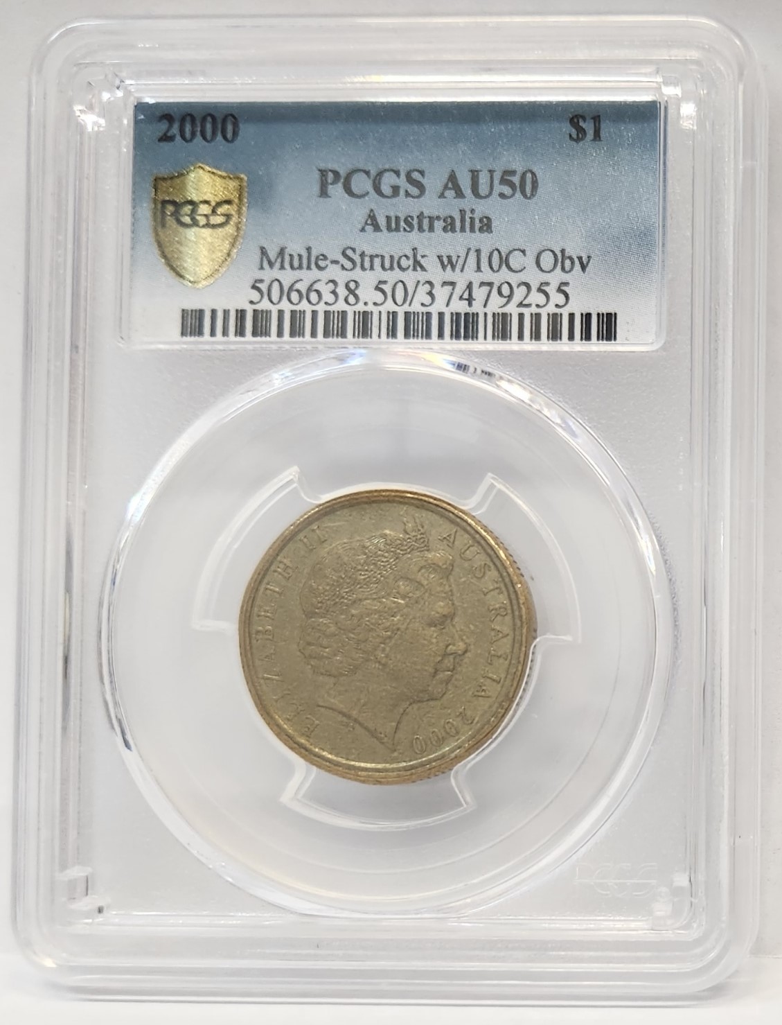 AUSTRALIA 2000 . ONE 1 DOLLAR COIN . ERROR . MULE . STRUCK ON TEN CENT