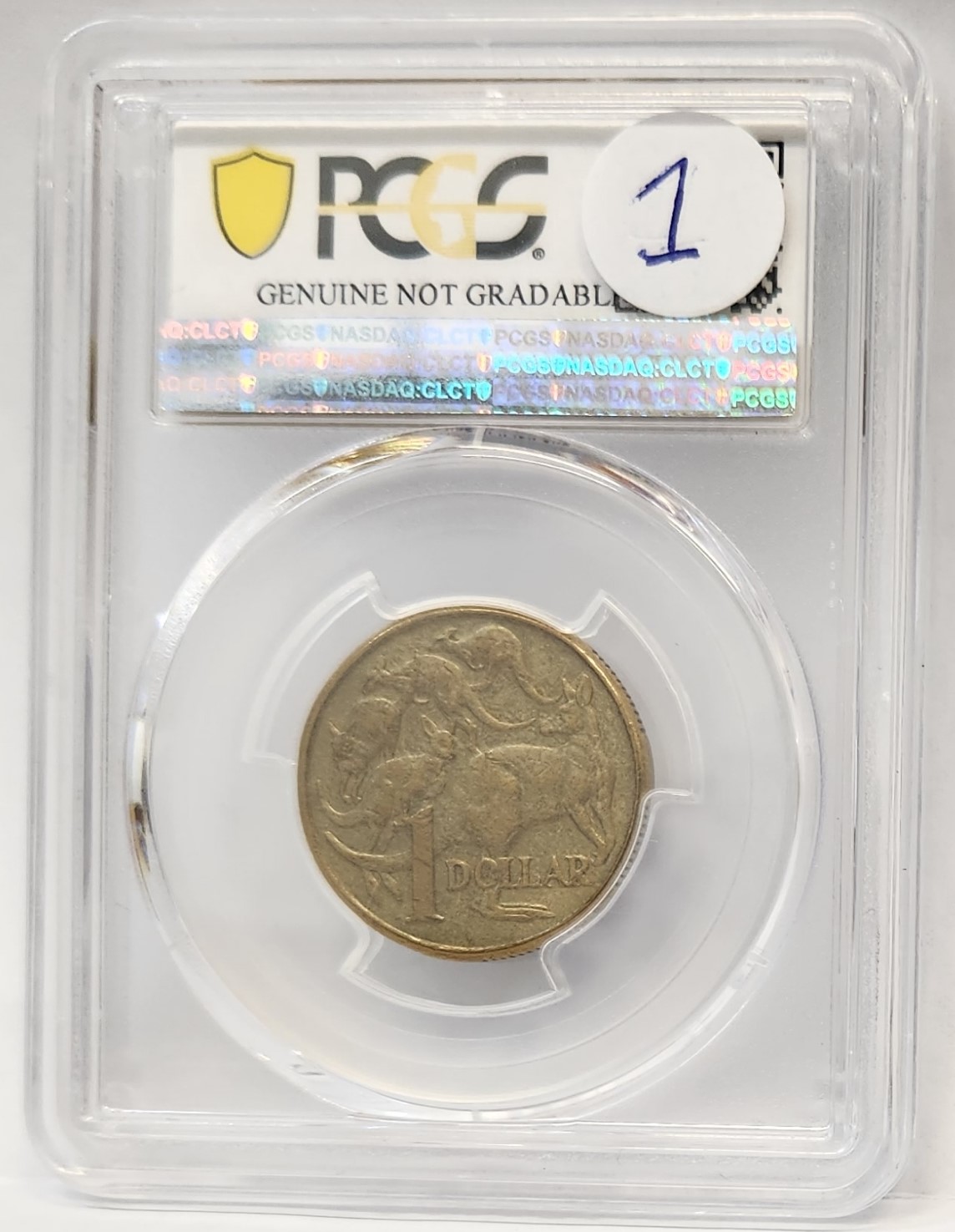 AUSTRALIA 2000 . ONE 1 DOLLAR COIN . ERROR . MULE . STRUCK ON TEN CENT