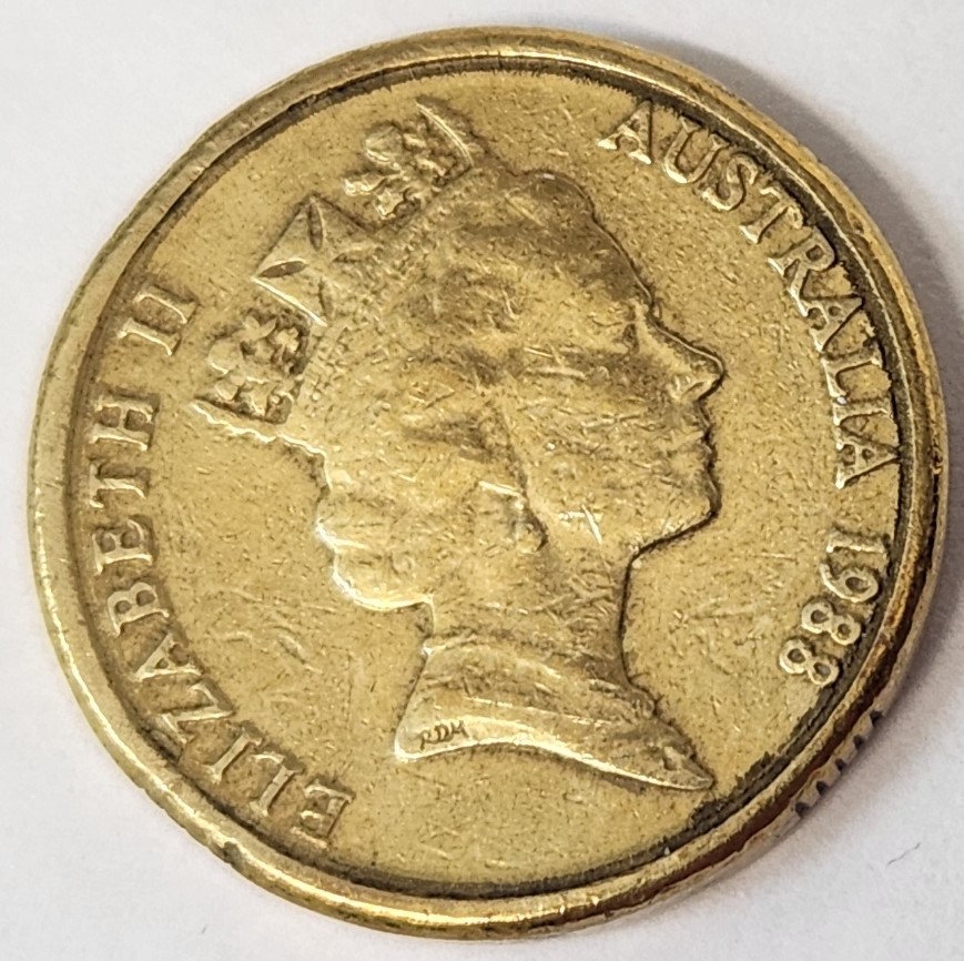 AUSTRALIA 1988 . TWO 2 DOLLARS COIN . MULE . FIVE 5 CENT OBVERSE