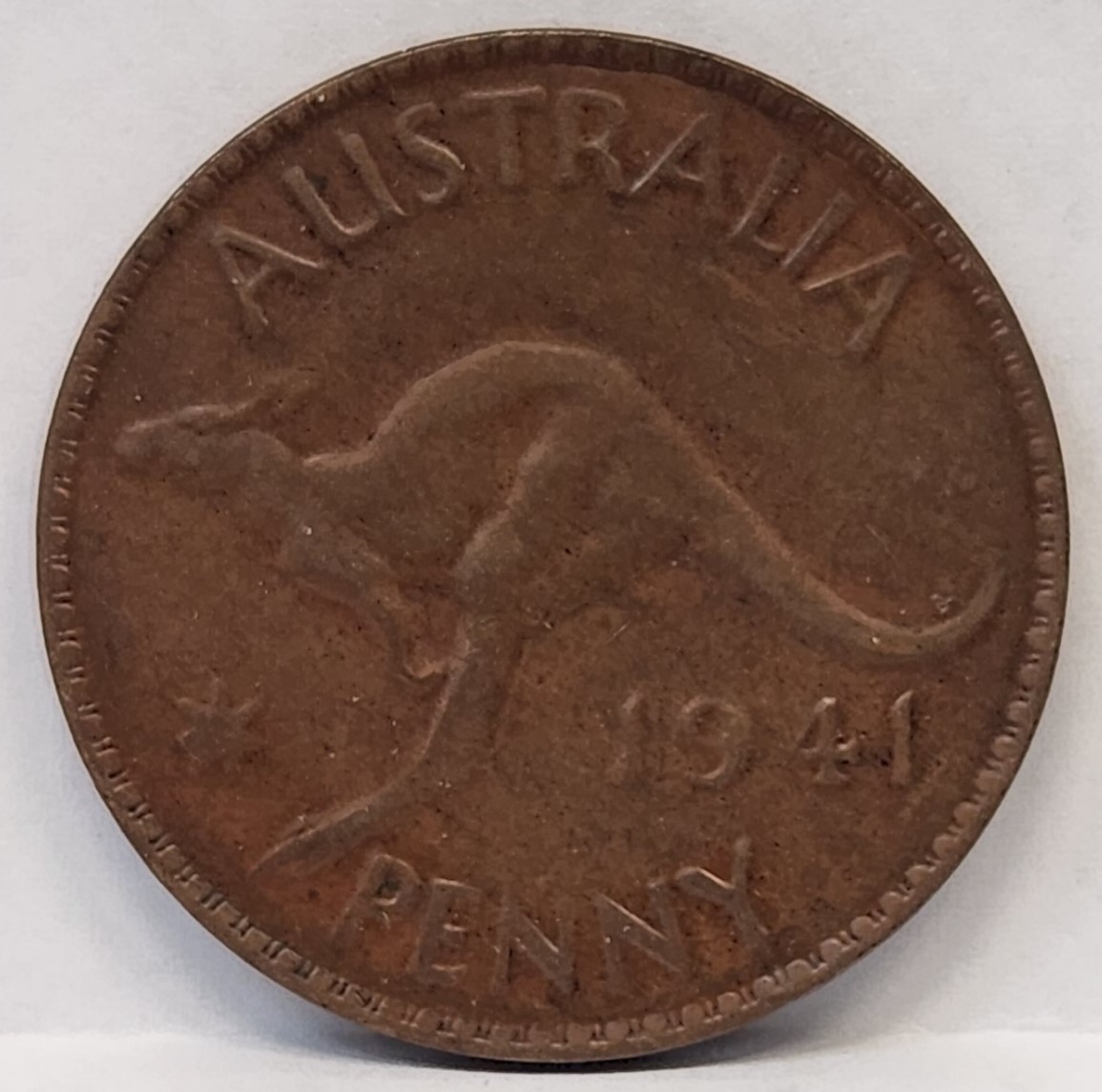 AUSTRALIA 1941 . ONE 1 PENNY . ERROR / VARIETY . PLANCHET FLAW . DIE ...