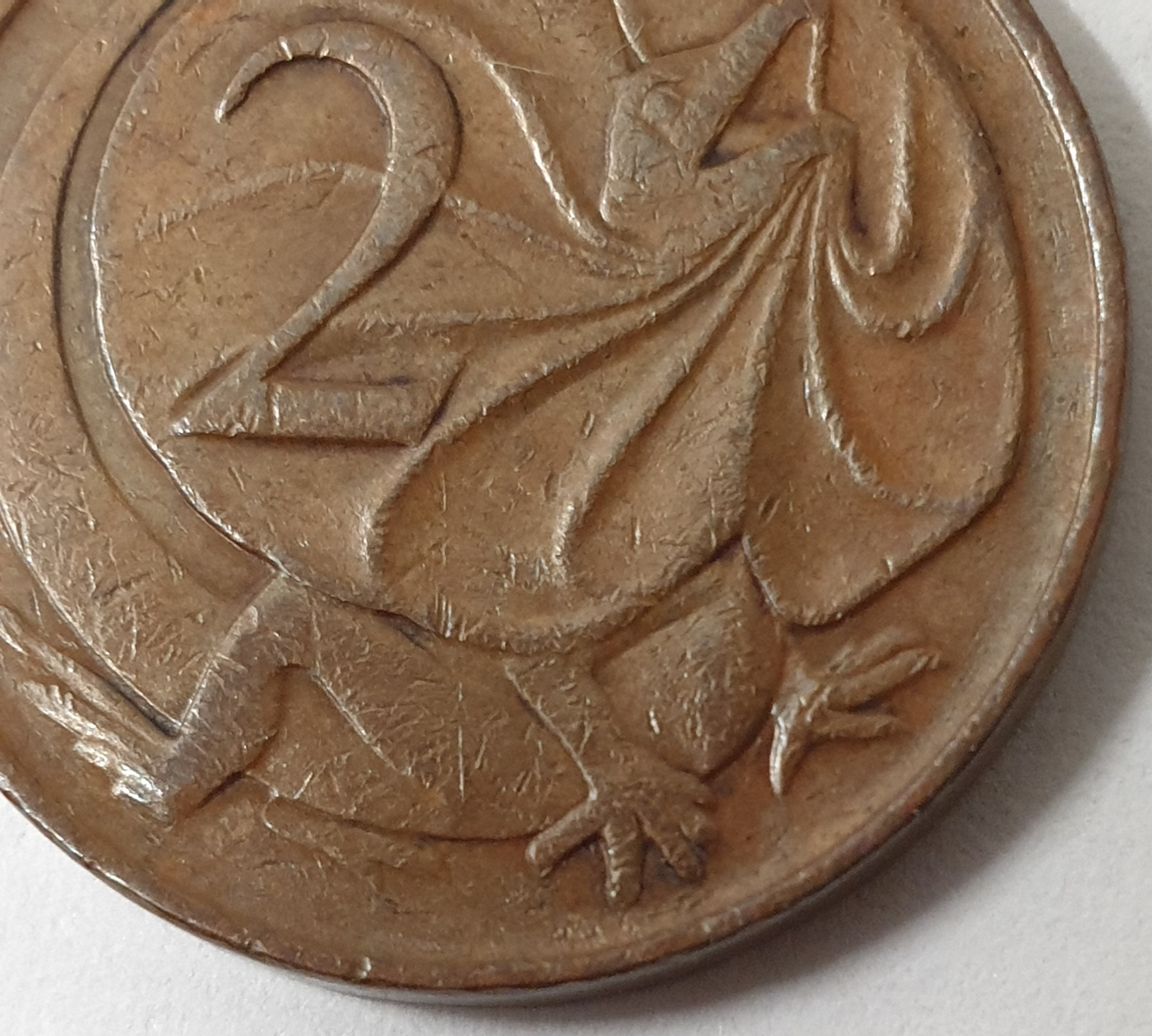 AUSTRALIA 1968 . TWO CENTS COIN . RARE ERROR . NO S.D.