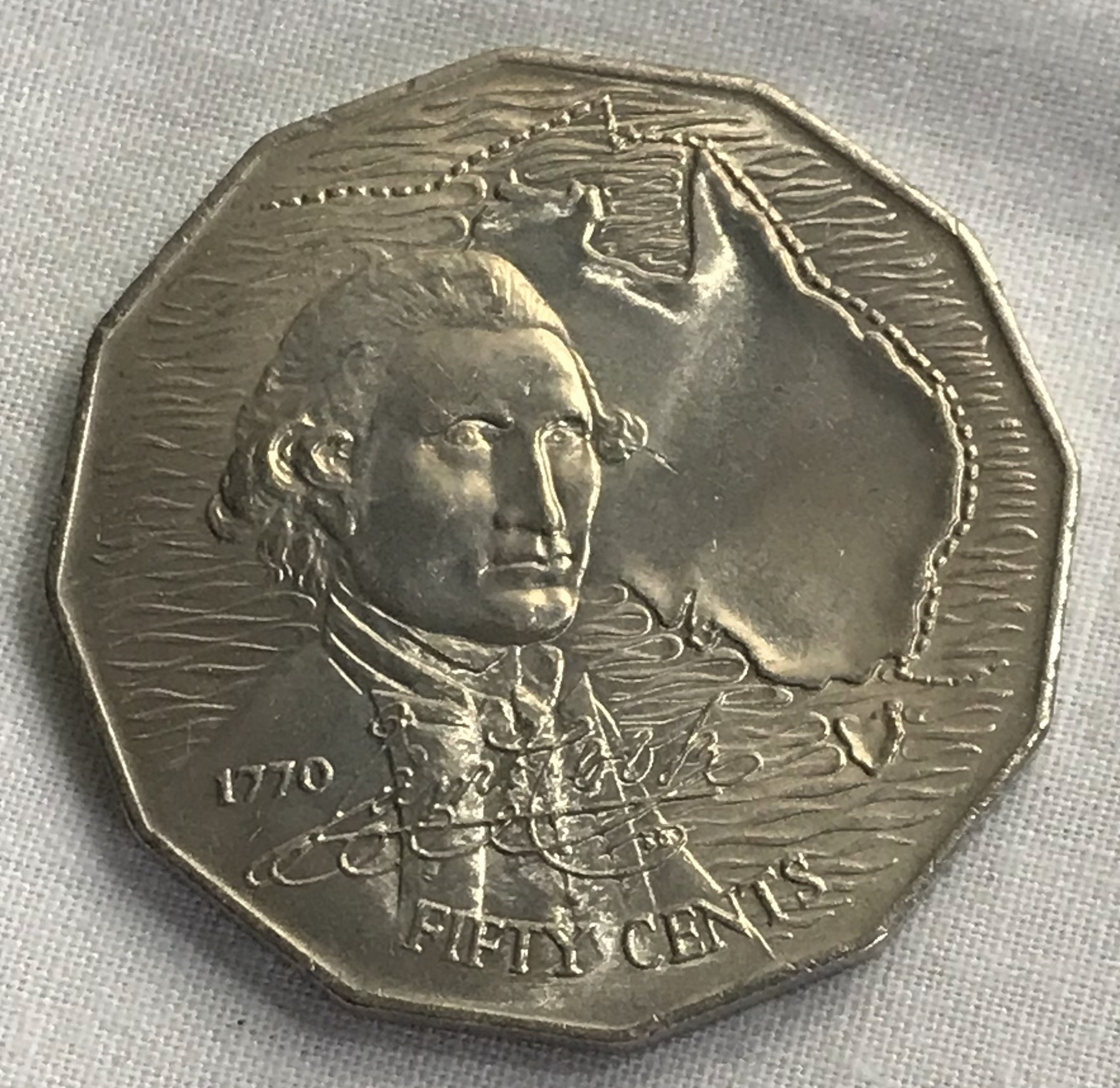 AUSTRALIA 1970 ... FIFTY CENTS COIN ... CAPTAIN COOK
