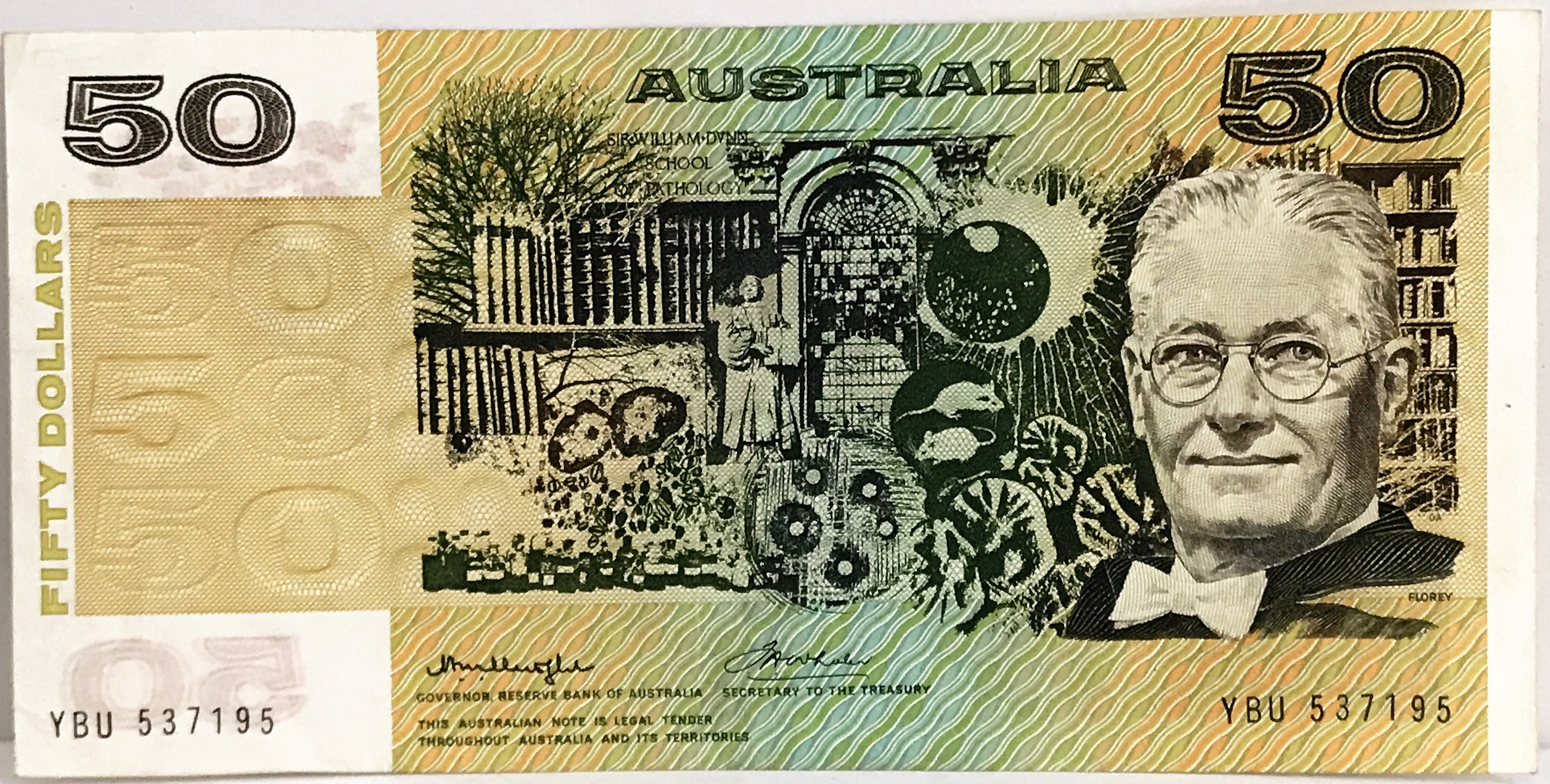 AUSTRALIA 1976...50 DOLLARS BANKNOTE...ERROR