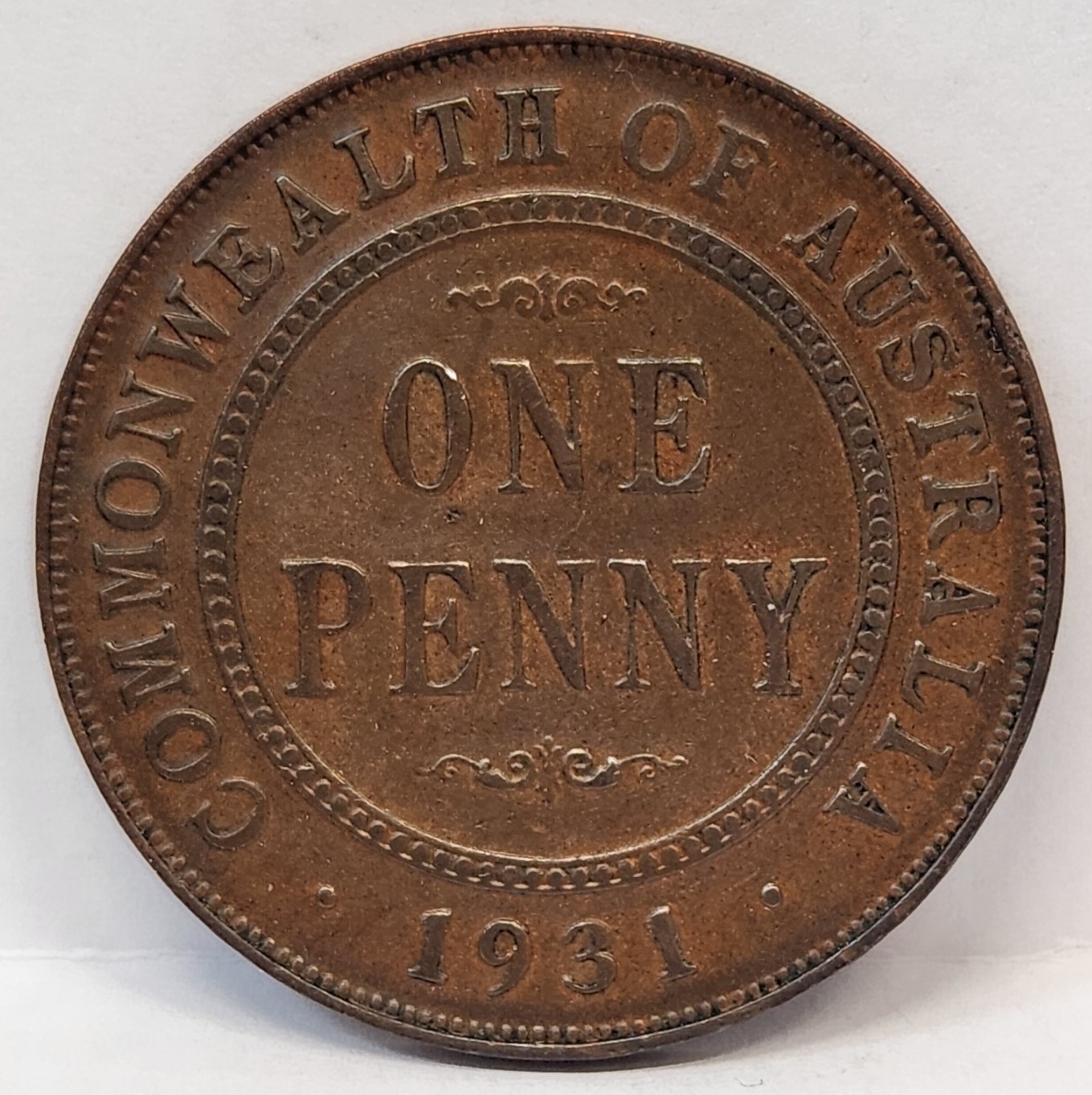 AUSTRALIA 1931 . ONE 1 PENNY . ENGLISH DIE