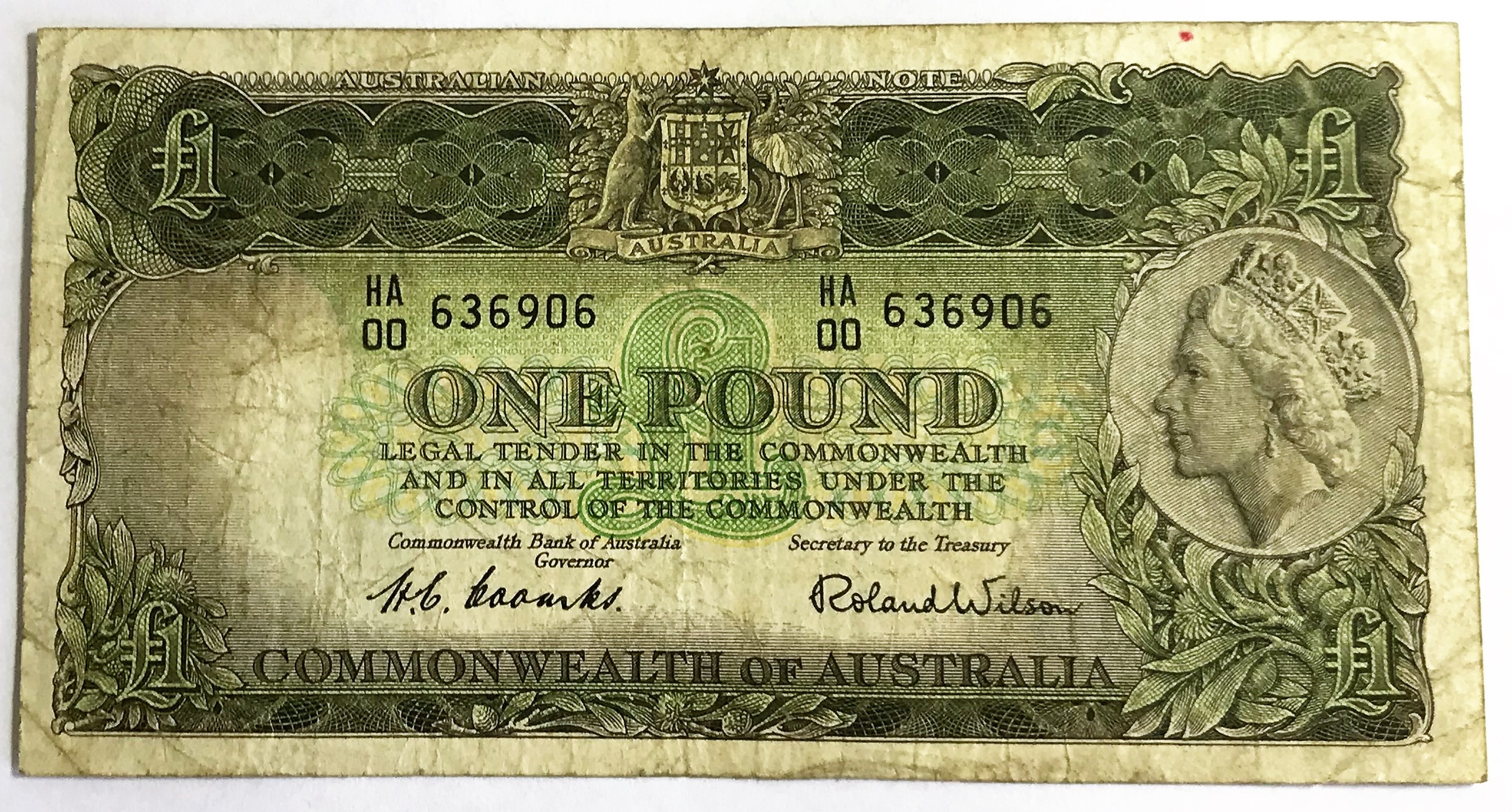 Australia 1953...1 Pound Banknote....First Prefix