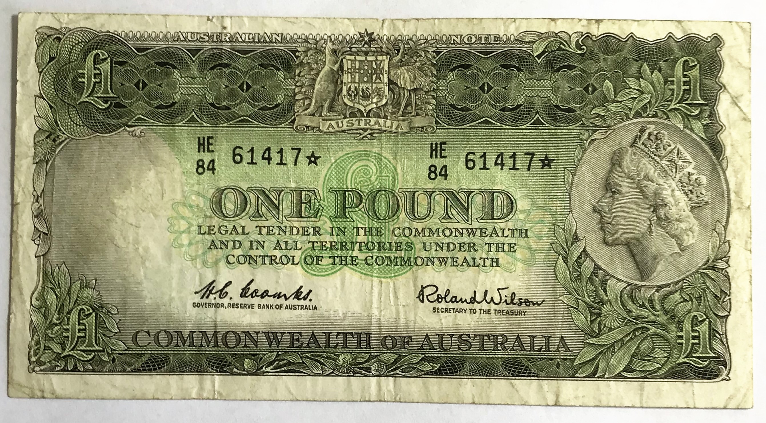 Australia 1961...1 Pound Banknote...Starnote