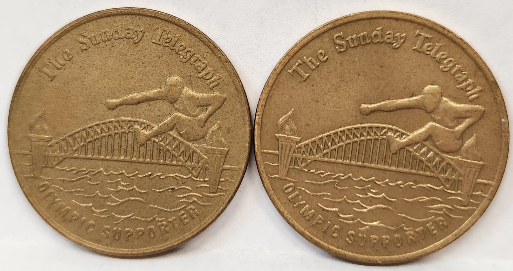 AUSTRALIA . THREE 3 TOKENS . PIER ONE and TELEGRAPH OLYMPIC SUPPORTERS