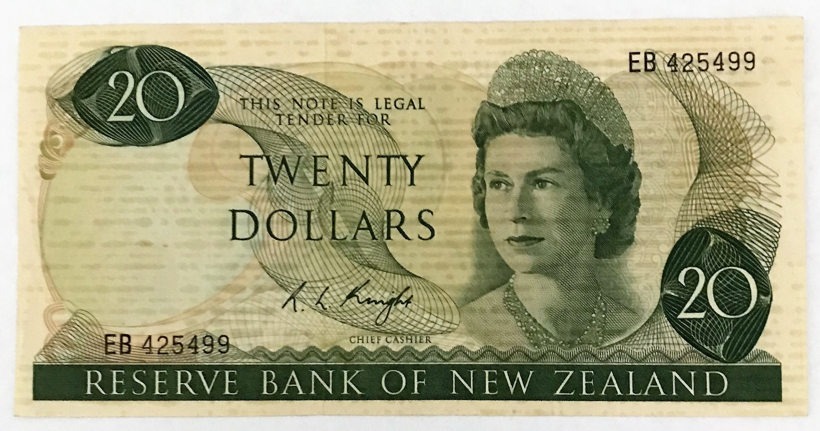 New Zealand 1967...20 Dollars Banknote
