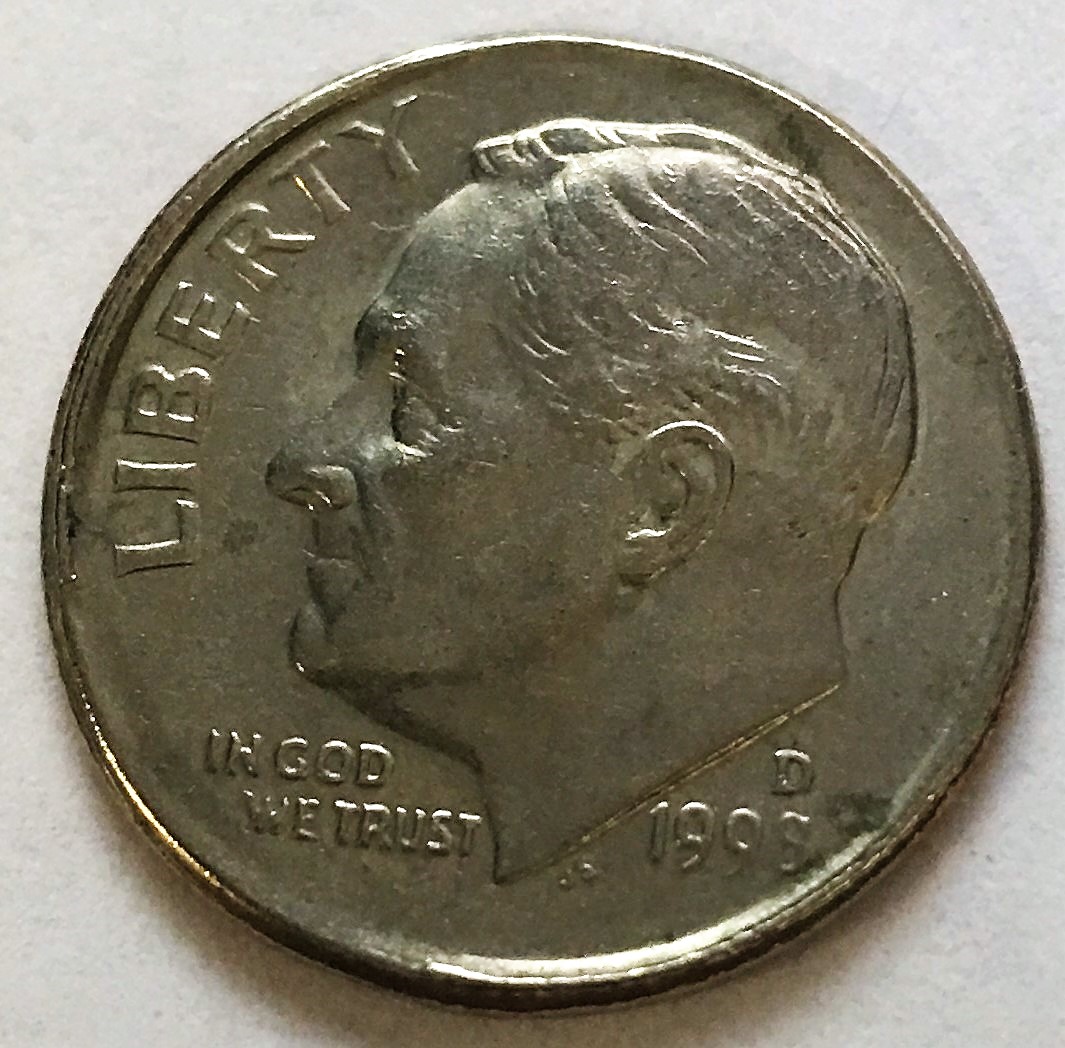 UNITED STATES OF AMERICA 1998 . ONE DIME . ERROR . MIS-STRIKE