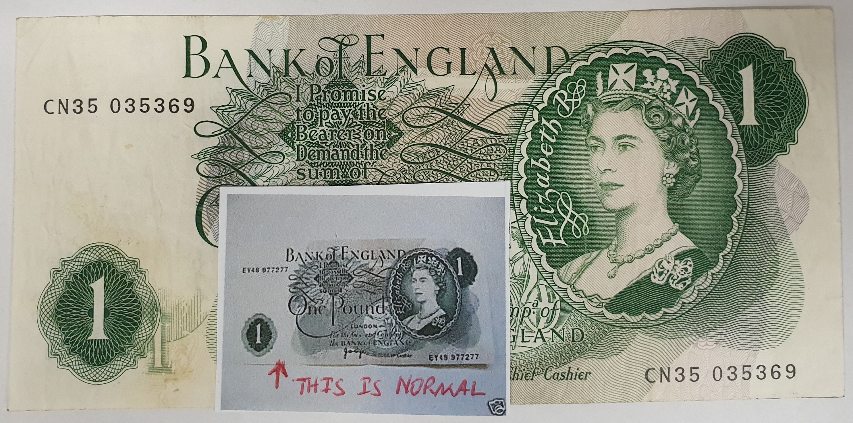 GREAT BRITIAN 1968 ... 1 POUND ... ERROR BANKNOTE