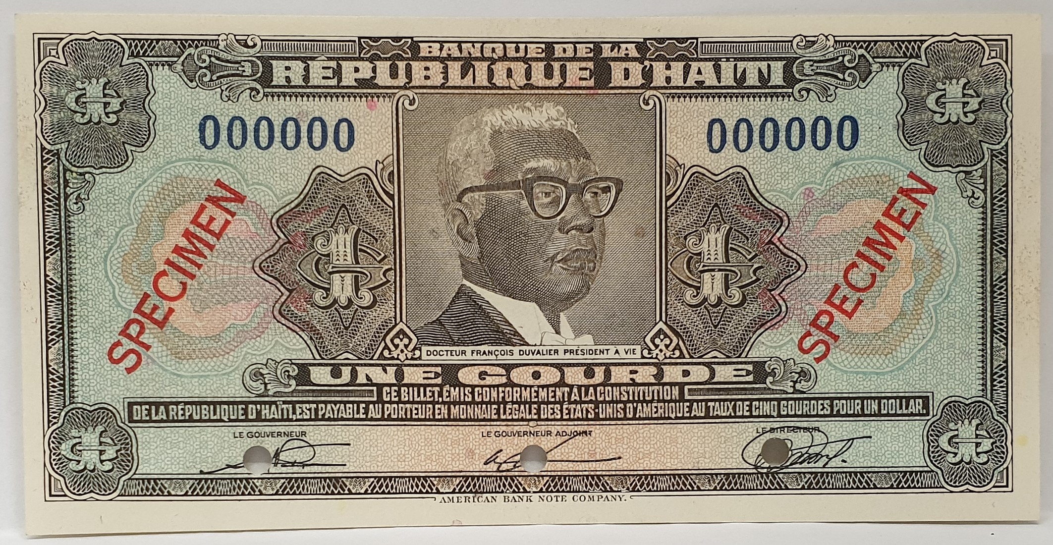 HAITI 1979 ... 1 GOURDE ... SPECIMEN BANKNOTE
