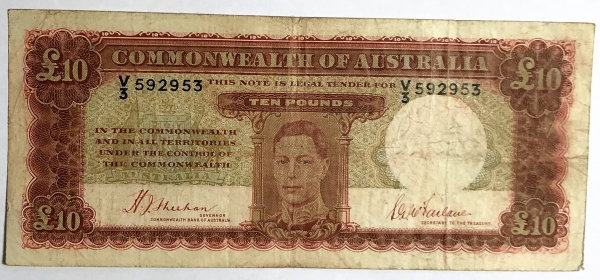 Australia 1940....10 Pounds Banknotes...First Prefix