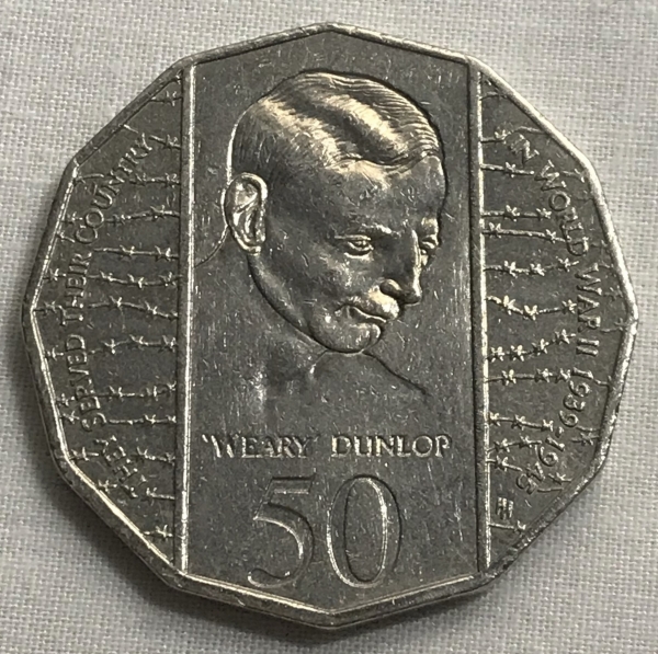 AUSTRALIA 1995 ... FIFTY CENTS COINS... WEARY DUNLOP