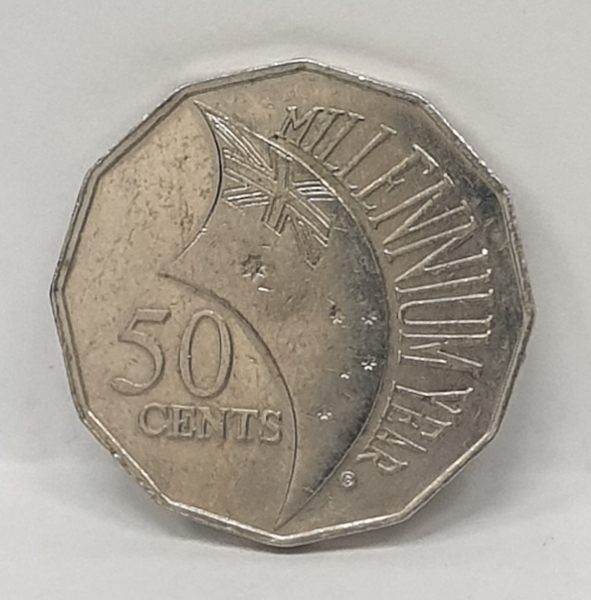 AUSTRALIA 2000 ... FIFTY CENTS COINS ... RAISED FLAG