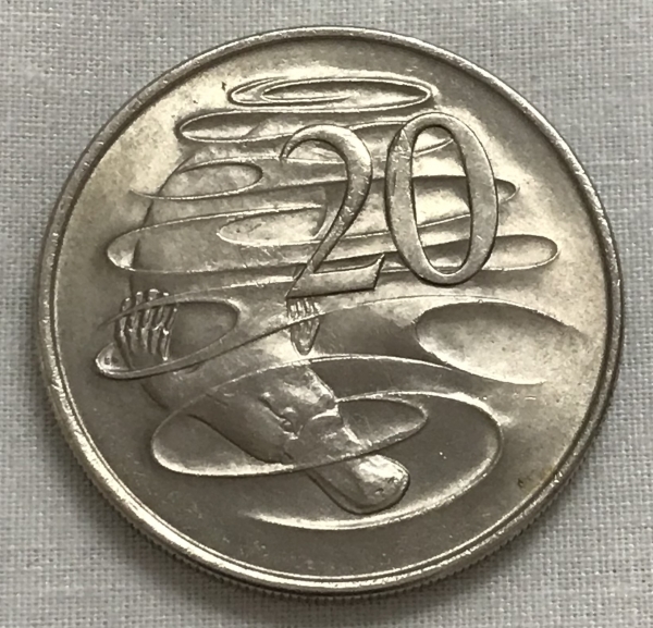 AUSTRALIA 1966 ... TWENTY CENTS COIN ... FIRST PORTRAIT ... PLATYPUS