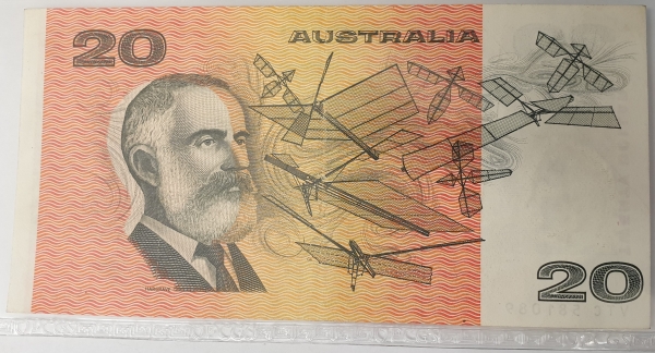 AUSTRALIA 1985 . TWENTY DOLLARS BANKNOTE . DUAL ERRORS