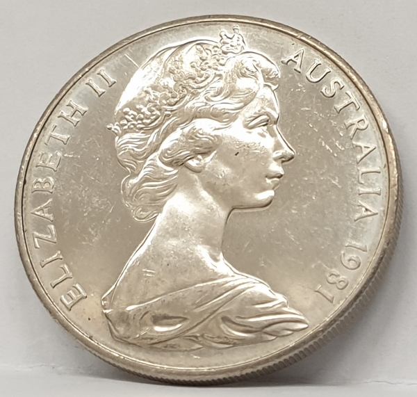 AUSTRALIA 1981 . TWENTY CENTS COIN . VARIETY . 3 1/2 CLAW . SCALLOPED LETTERS