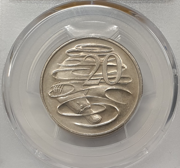 AUSTRALIA 1981 . TWENTY CENTS COIN . VARIETY . 3 1/2 CLAW . PCGS MS63