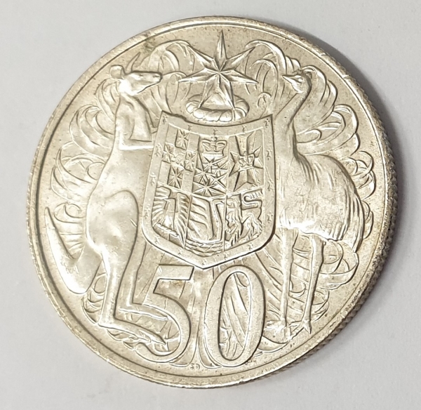 AUSTRALIA 1966 . FIFTY CENT COIN . VARIETY . DOUBLE BAR