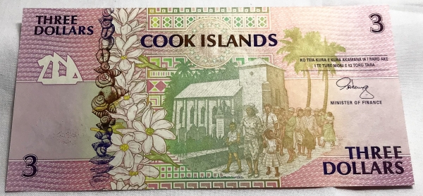 Cook Islands 1992...3 Dollars Banknote