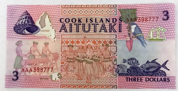 Cook Islands 1992...3 Dollars Banknote