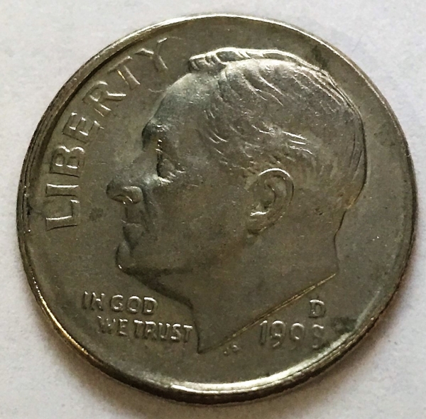 UNITED STATES OF AMERICA 1998 . ONE DIME . ERROR . MIS-STRIKE