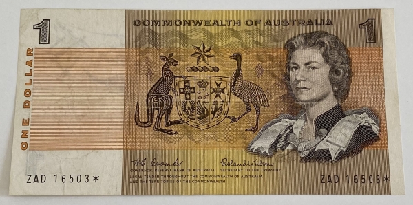 AUSTRALIA 1966 . ONE DOLLAR BANKNOTE . STAR NOTE
